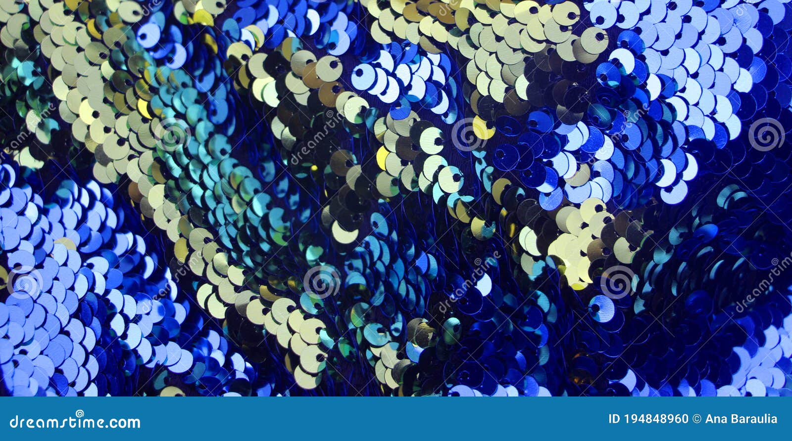 Bright Spangles on a Blue Celebratory Fabric Textile Texture Shiny ...