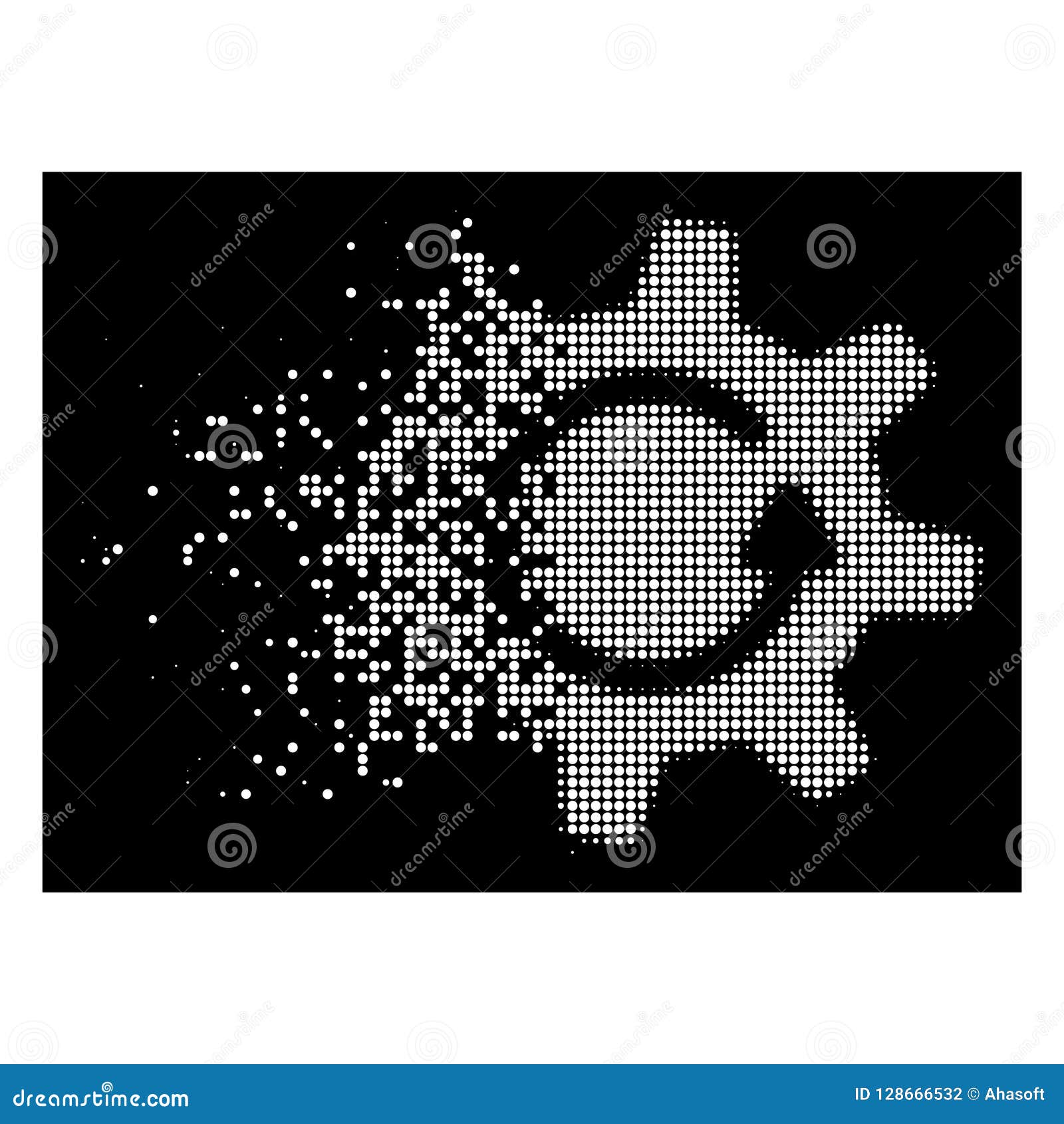 Bright Sparkle Pixel Halftone Cogwheel Rotation Direction Icon Stock ...