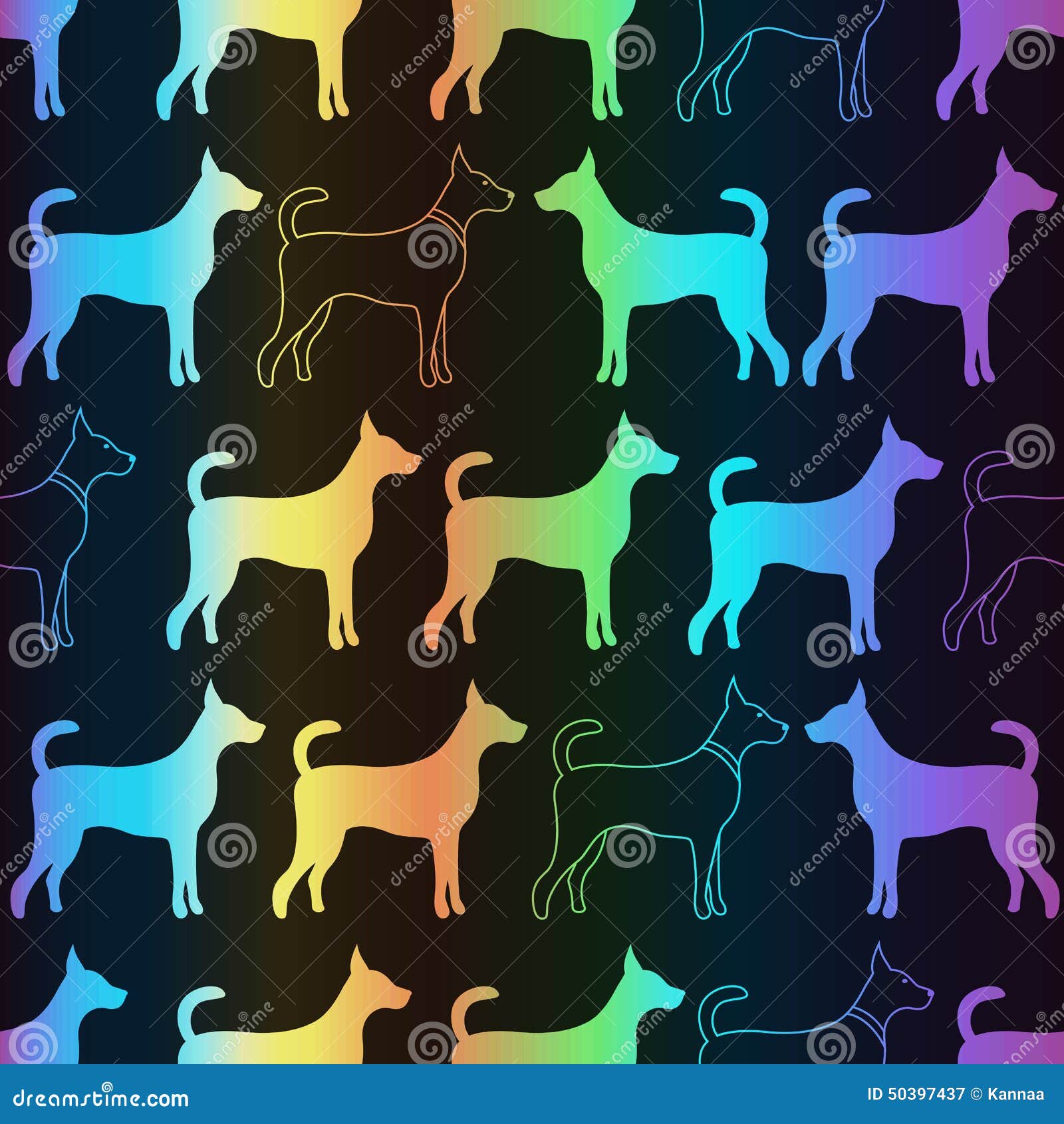 Bright Spectrum Seamless Pattern of Dog Stock Vector - Illustration of ...