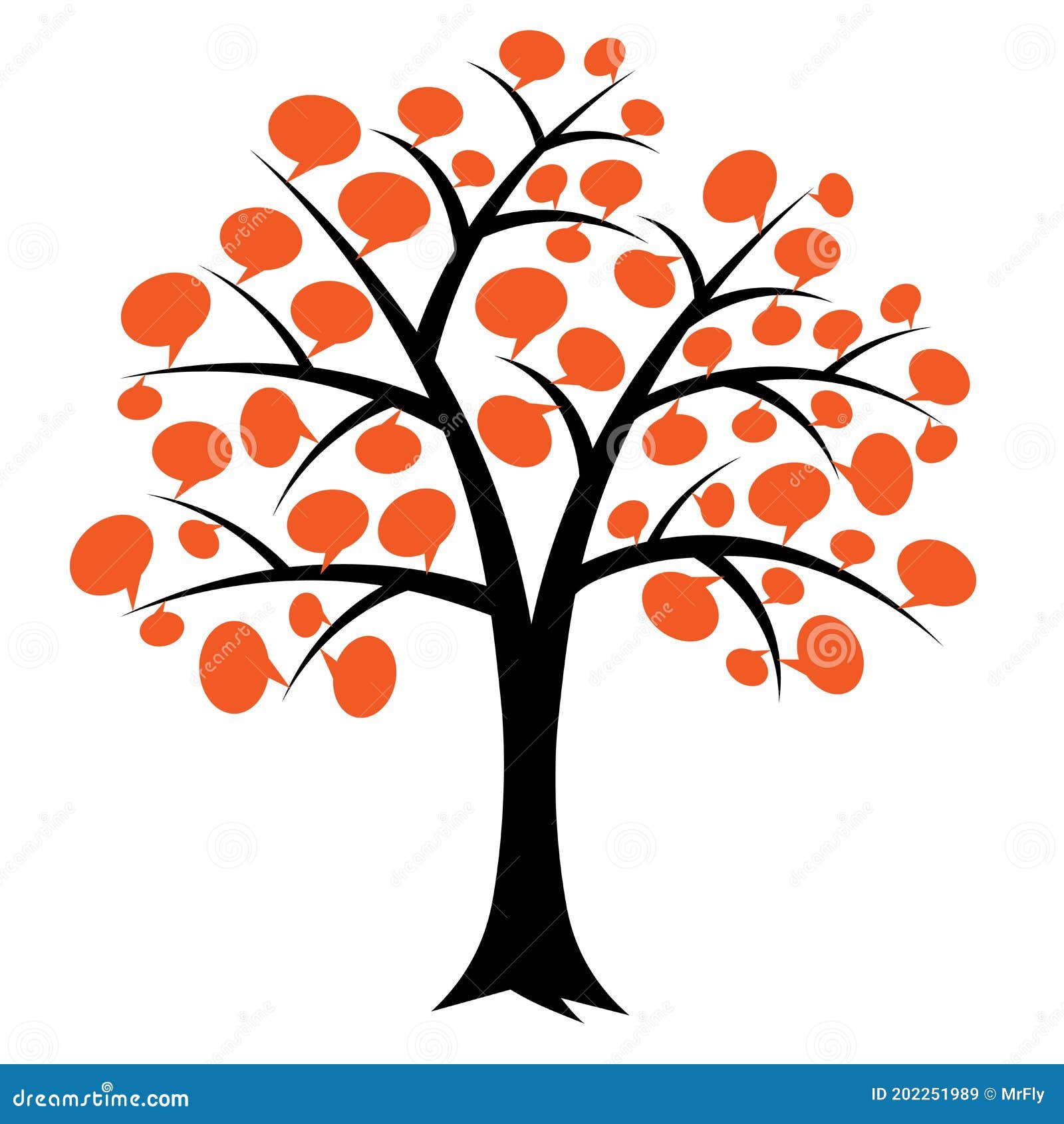 Bright Speech Bubble Communication Tree, Vector Illustration Stock ...