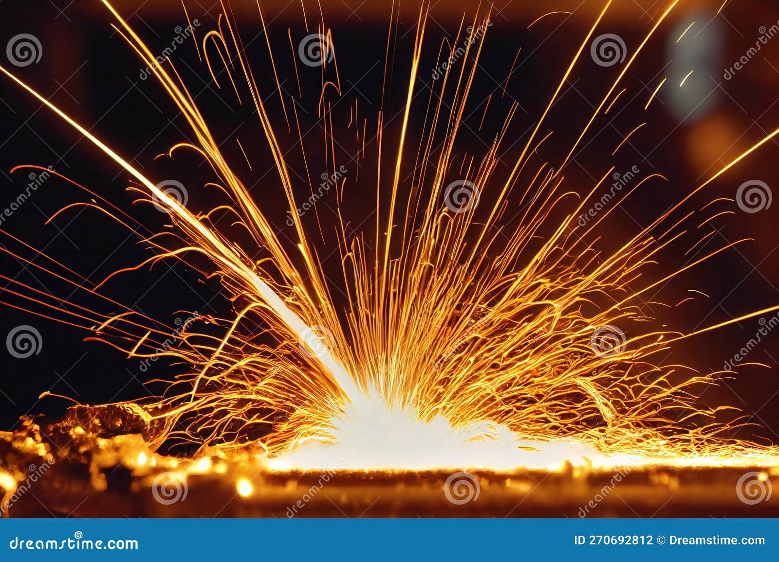 Bright Splashes of Molten Iron during Welding Process in Factory. Stock ...