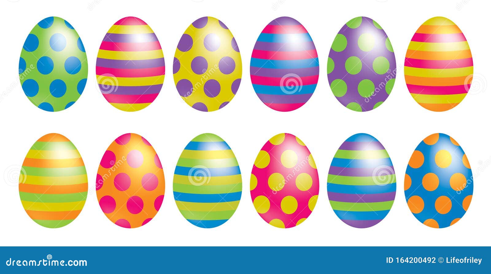 Bright Spotty and Striped Easter Eggs Stock Vector - Illustration of ...
