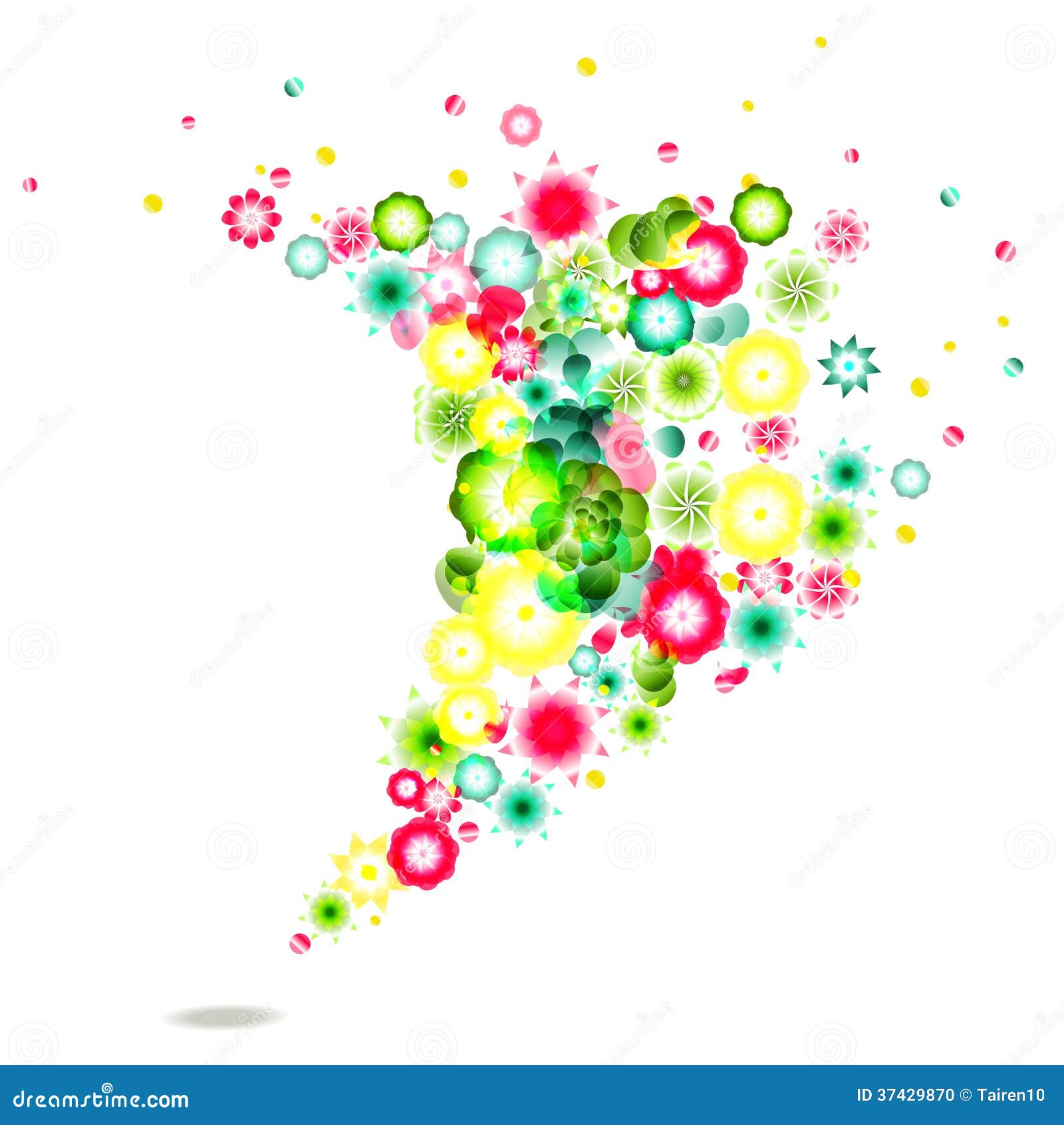Bright Spring Background with Wind of Flying Flowers Stock Vector ...