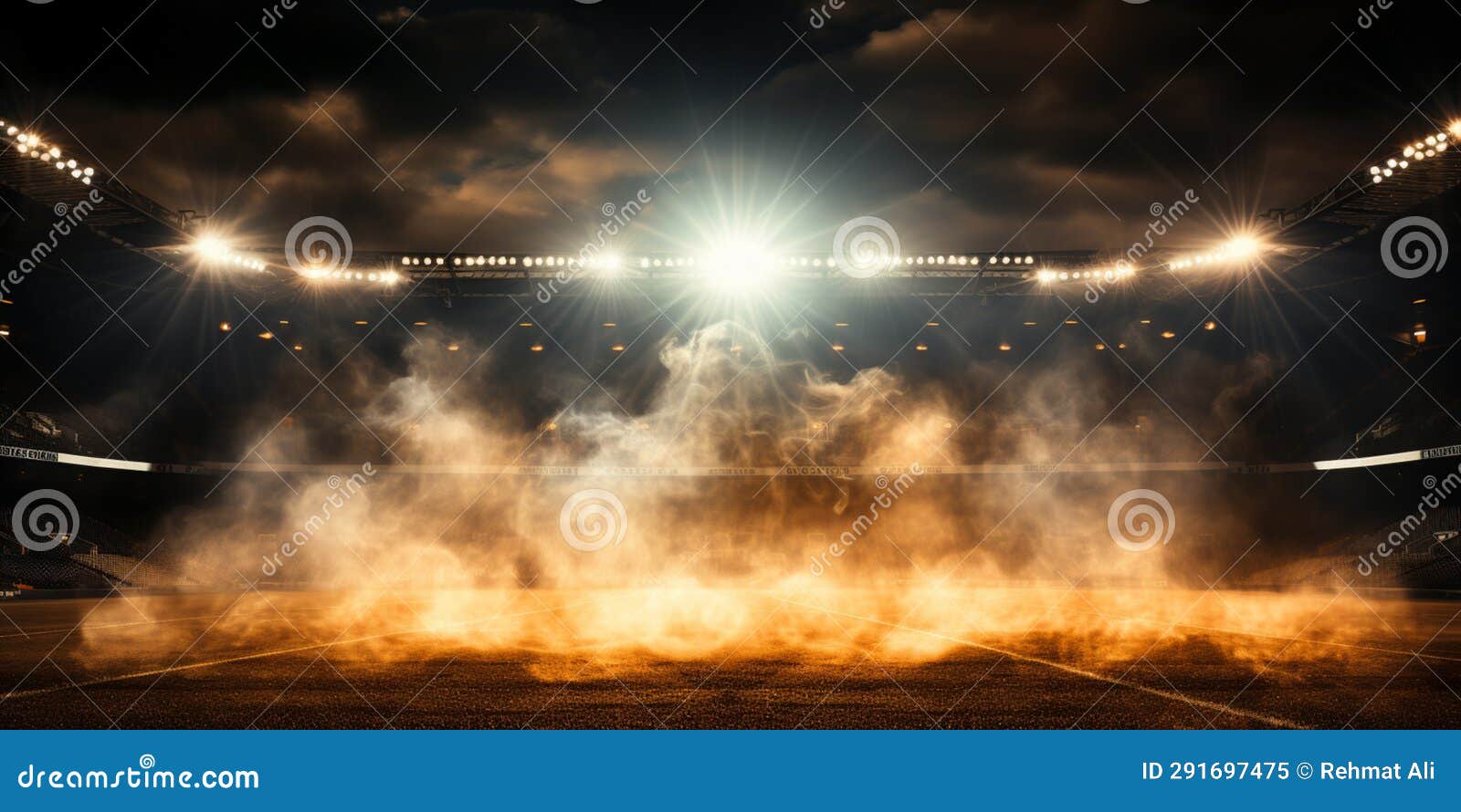 Bright Stadium Arena Lights and Smoke Stock Image - Image of grass ...