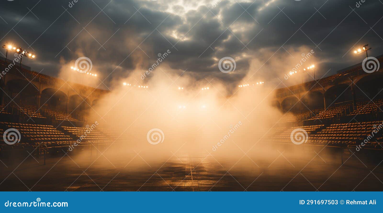 Bright Stadium Arena Lights and Smoke Stock Image - Image of kick ...