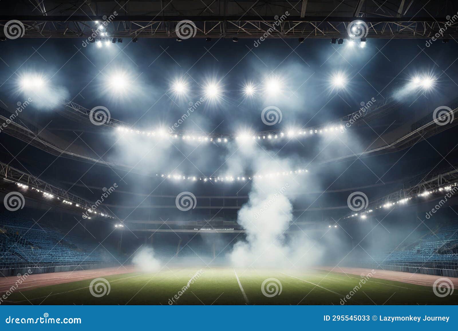 Bright Stadium Arena White Lights and Smoke Stock Image - Image of ...