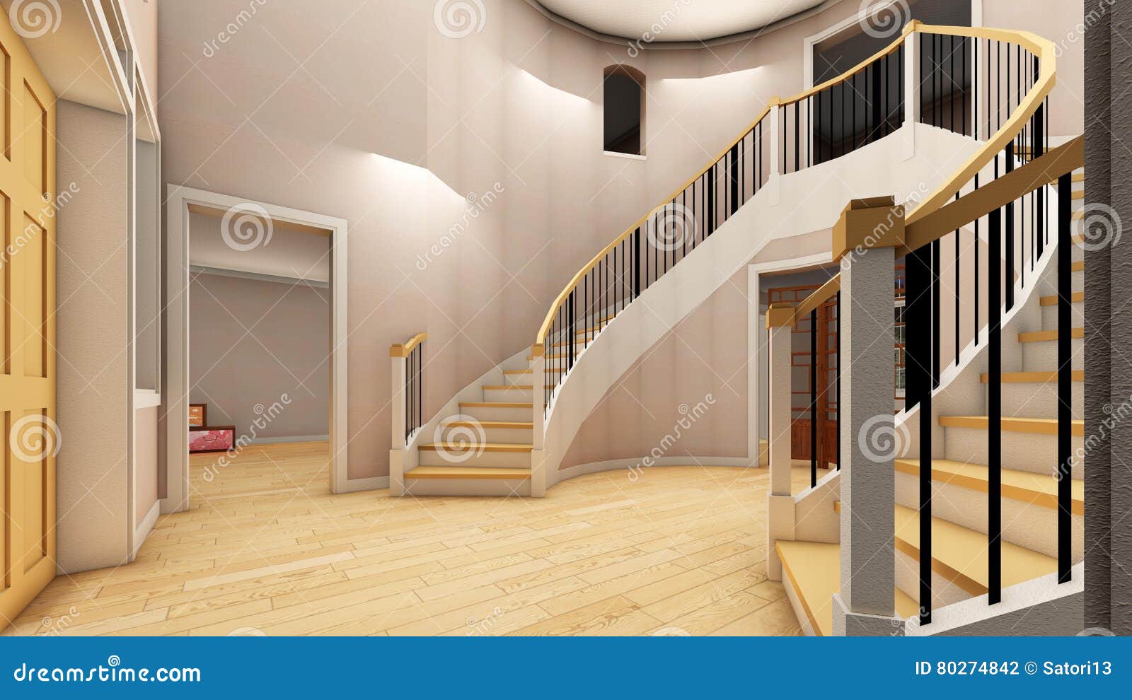 Bright Staircase in the Modern Office 3d Rendering Stock Illustration ...