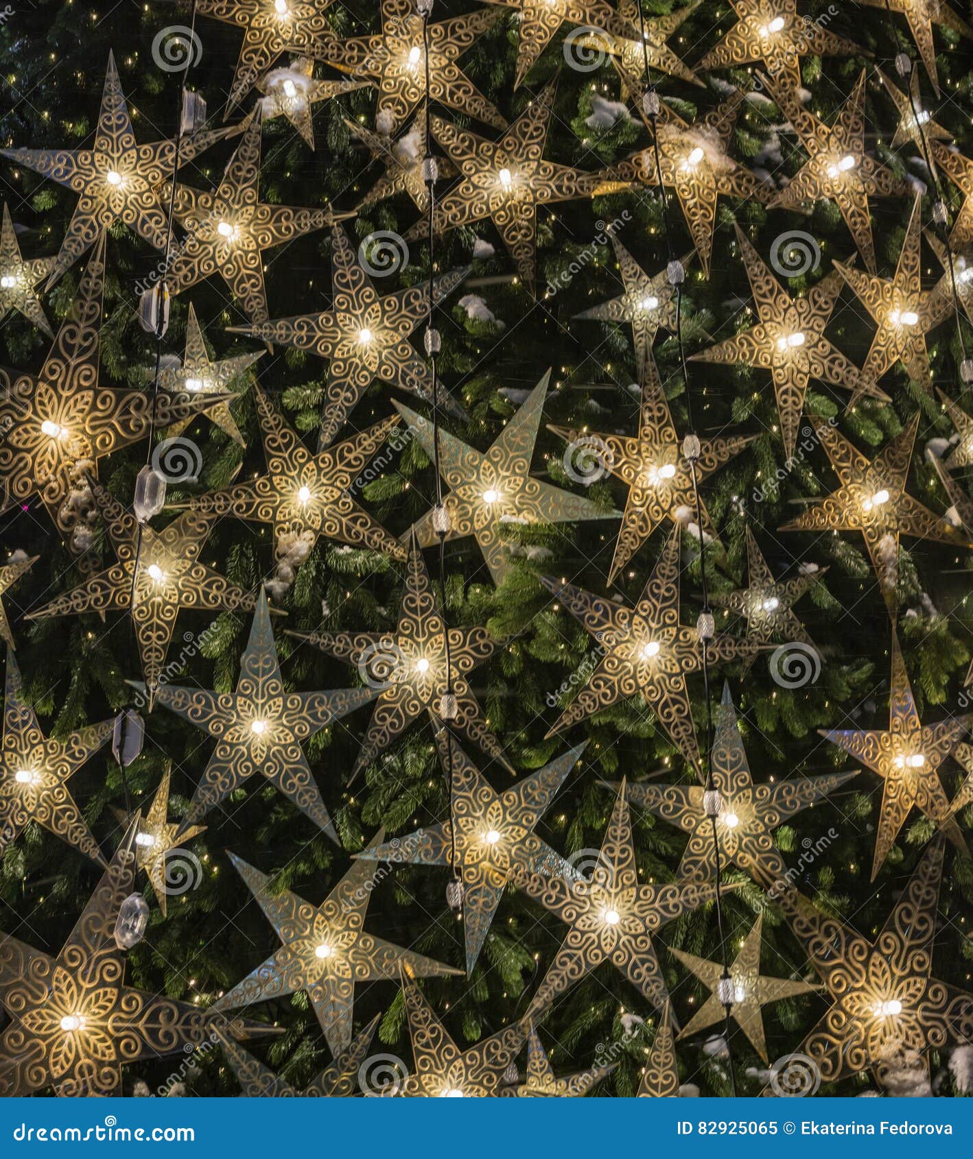 Bright Star on a Christmas Tree Stock Image - Image of ornate, light ...