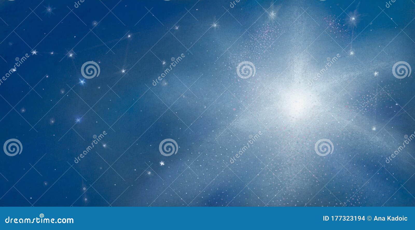 Bright Star Exploding in a Blue, Starry Universe Stock Illustration ...