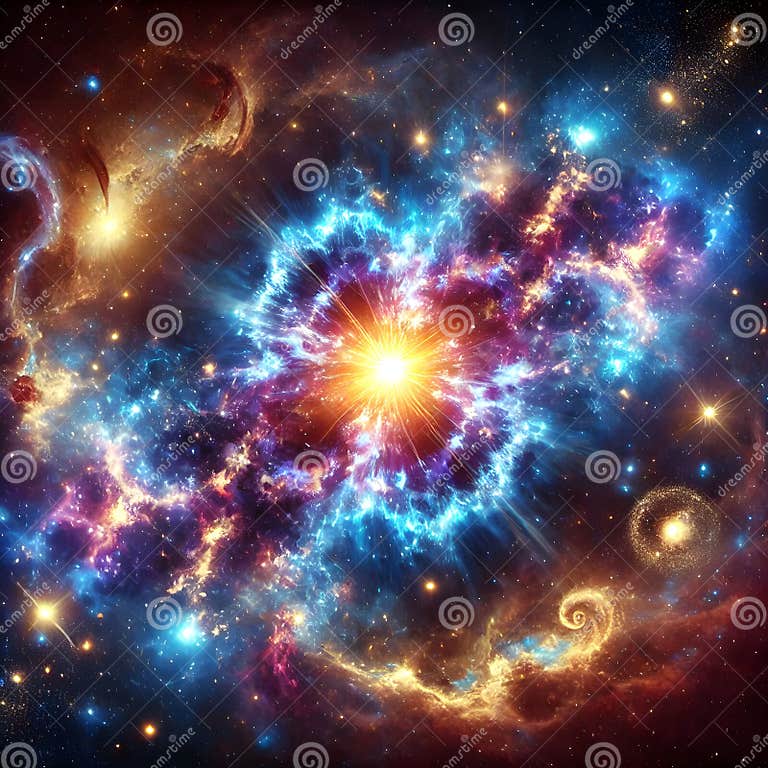 Bright Star Explosion Creating Colorful Nebula in Deep Space Stock ...