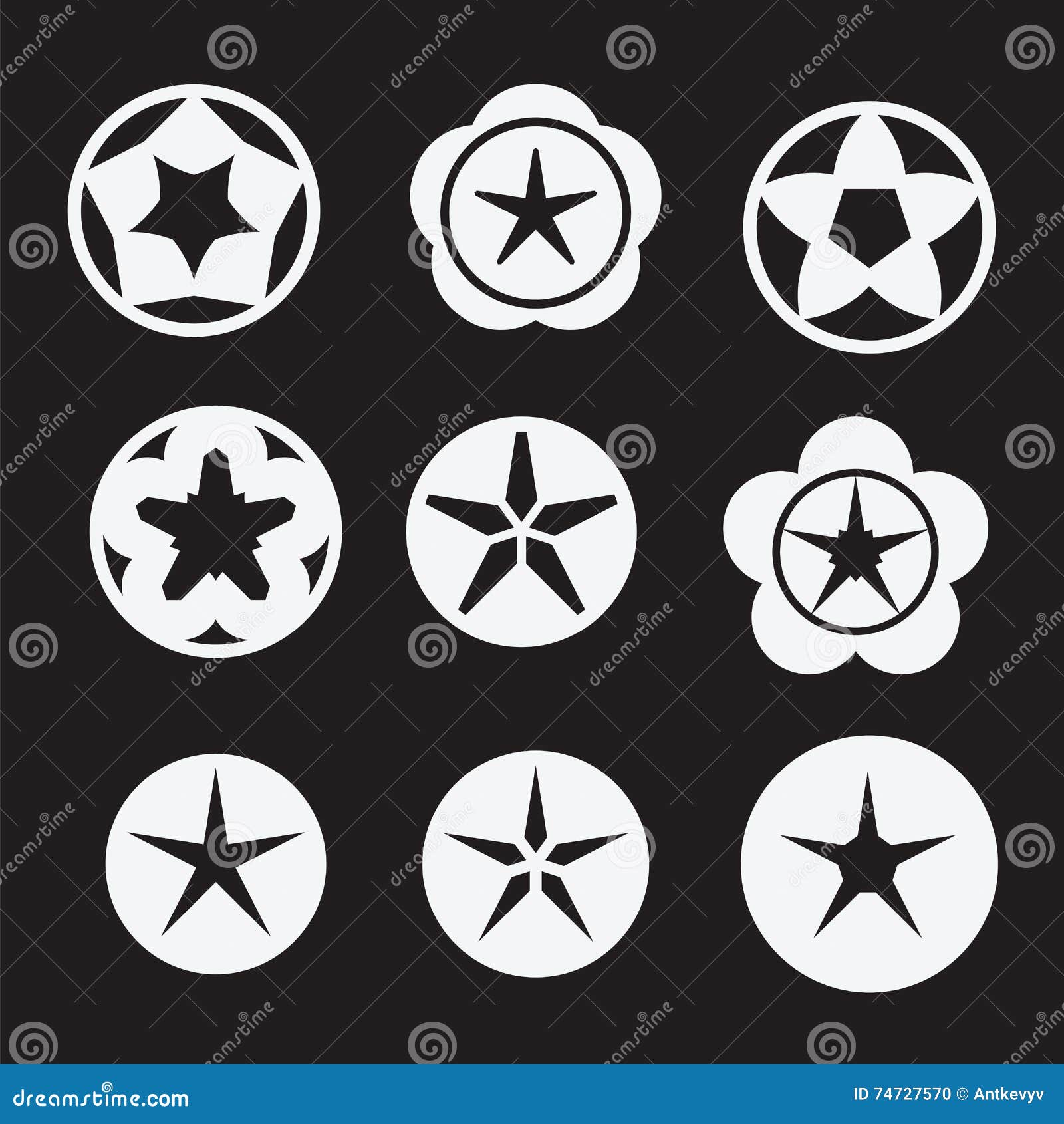 Bright star icon set stock vector. Illustration of stars - 74727570