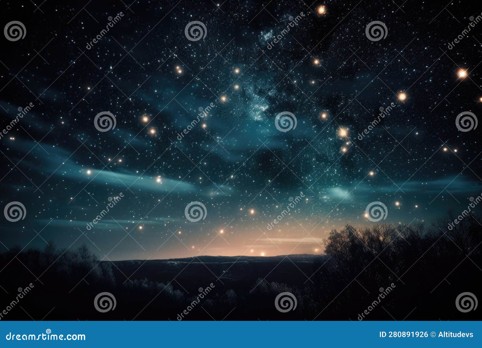 Bright Star in the Night Sky, Surrounded by Countless Other Stars Stock ...
