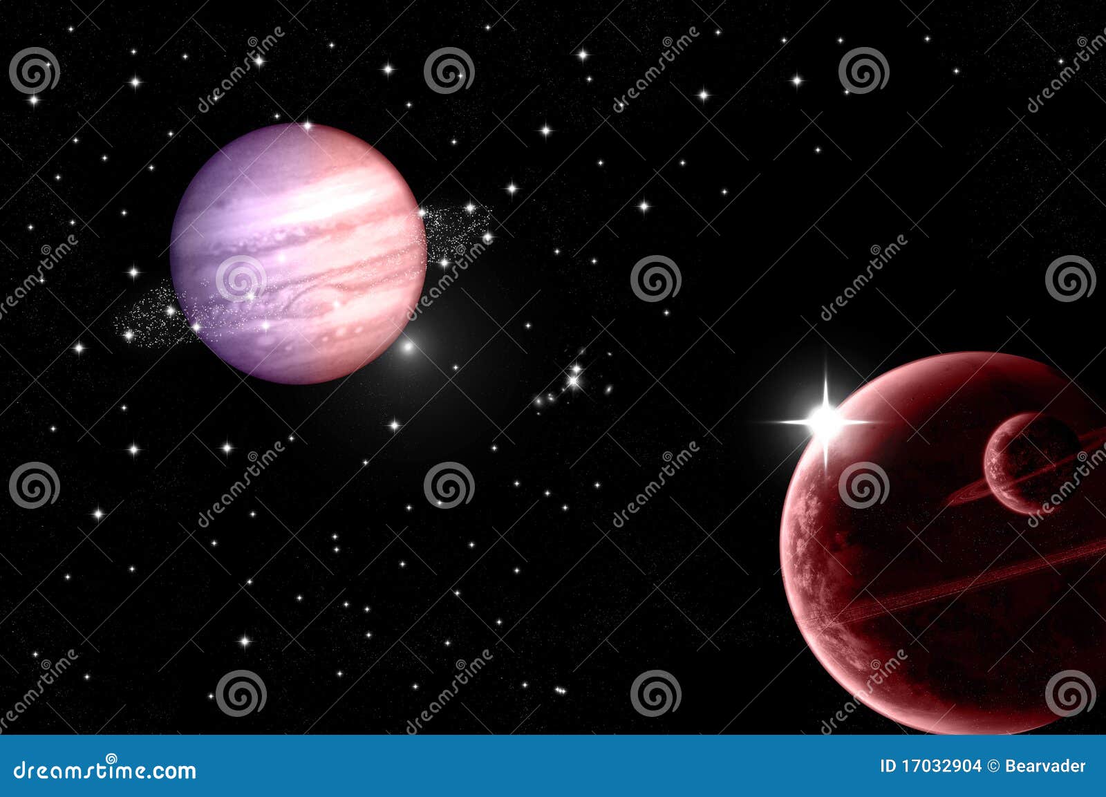 Bright star and planets stock illustration. Illustration of astral ...
