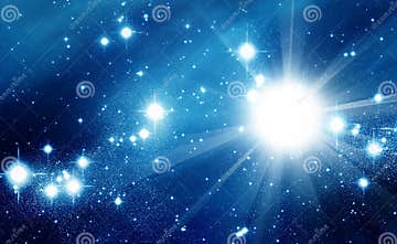 Bright stars in blue space stock illustration. Illustration of ...