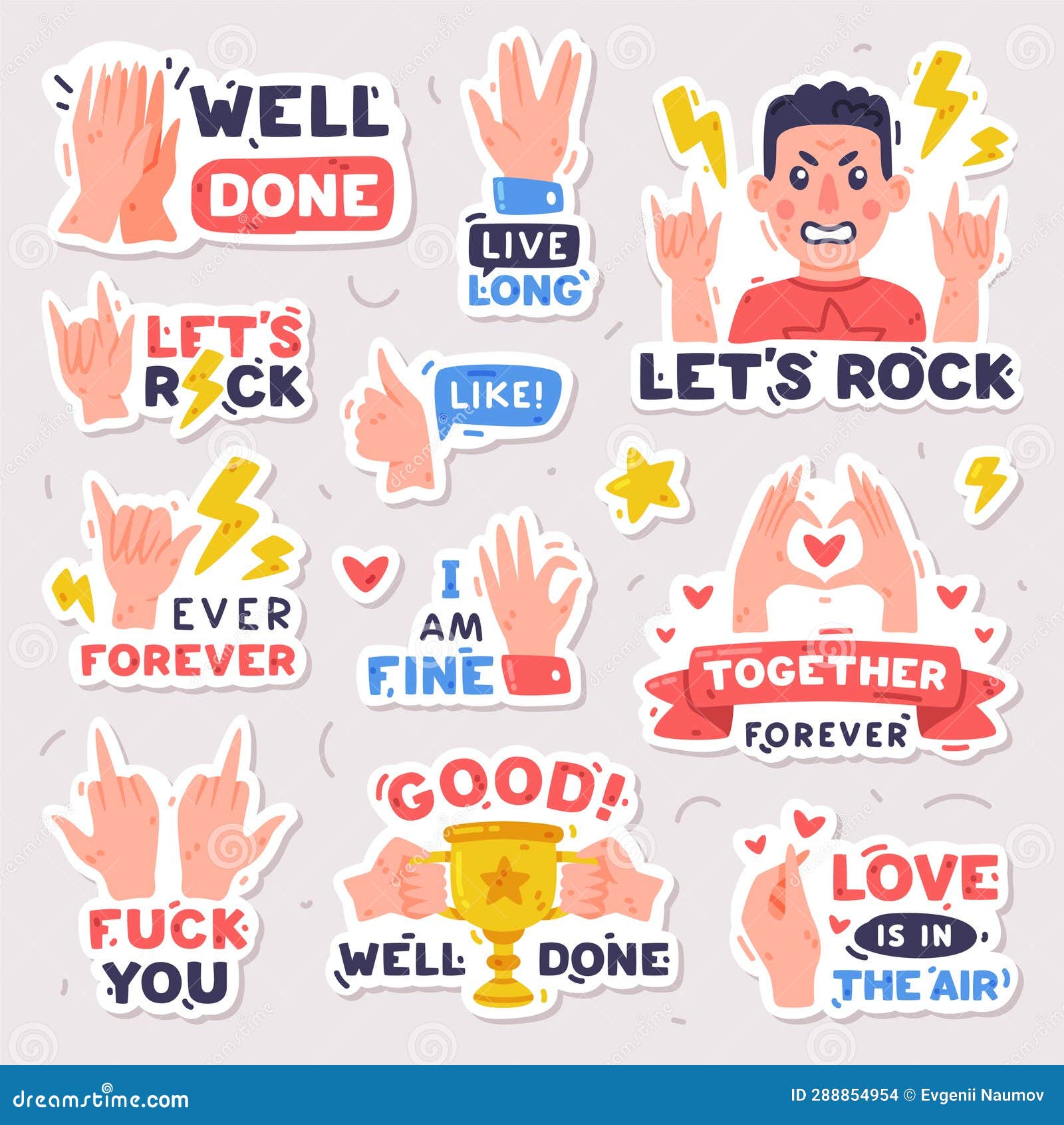 Bright Stickers Design with Positive Saying Vector Set Stock Vector ...