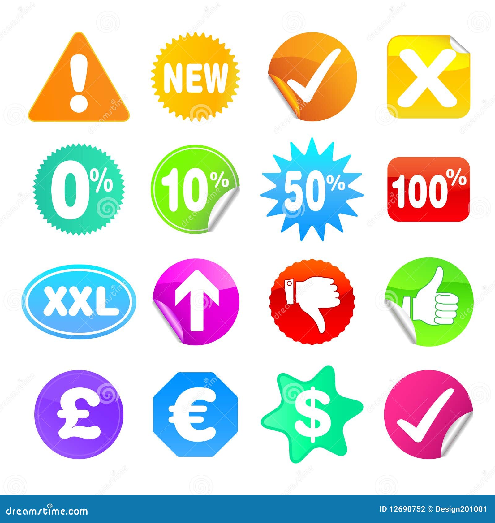 Bright Stickers Set 3 - Symbols Stock Vector - Illustration of graphic ...