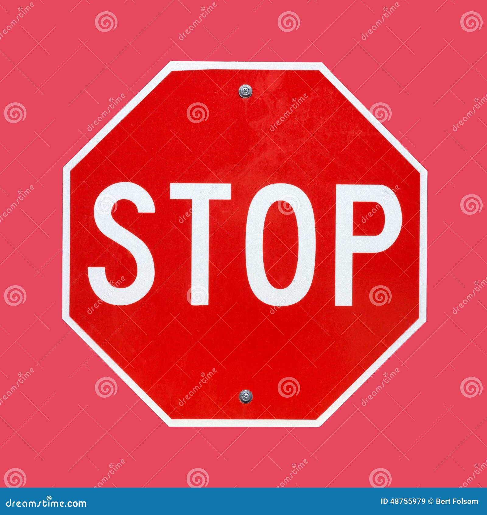 Bright Stop Sign On A Red Background Stock Photo - Image: 48755979