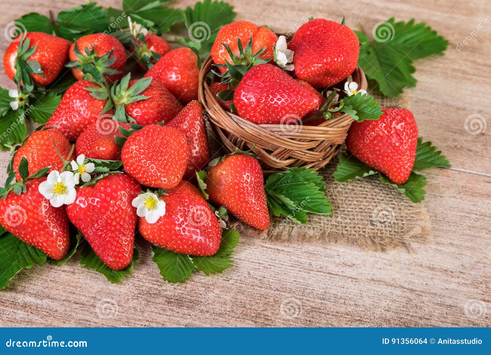 Red Strawberry With Green Tail On Yellow Background Stock Photography ...