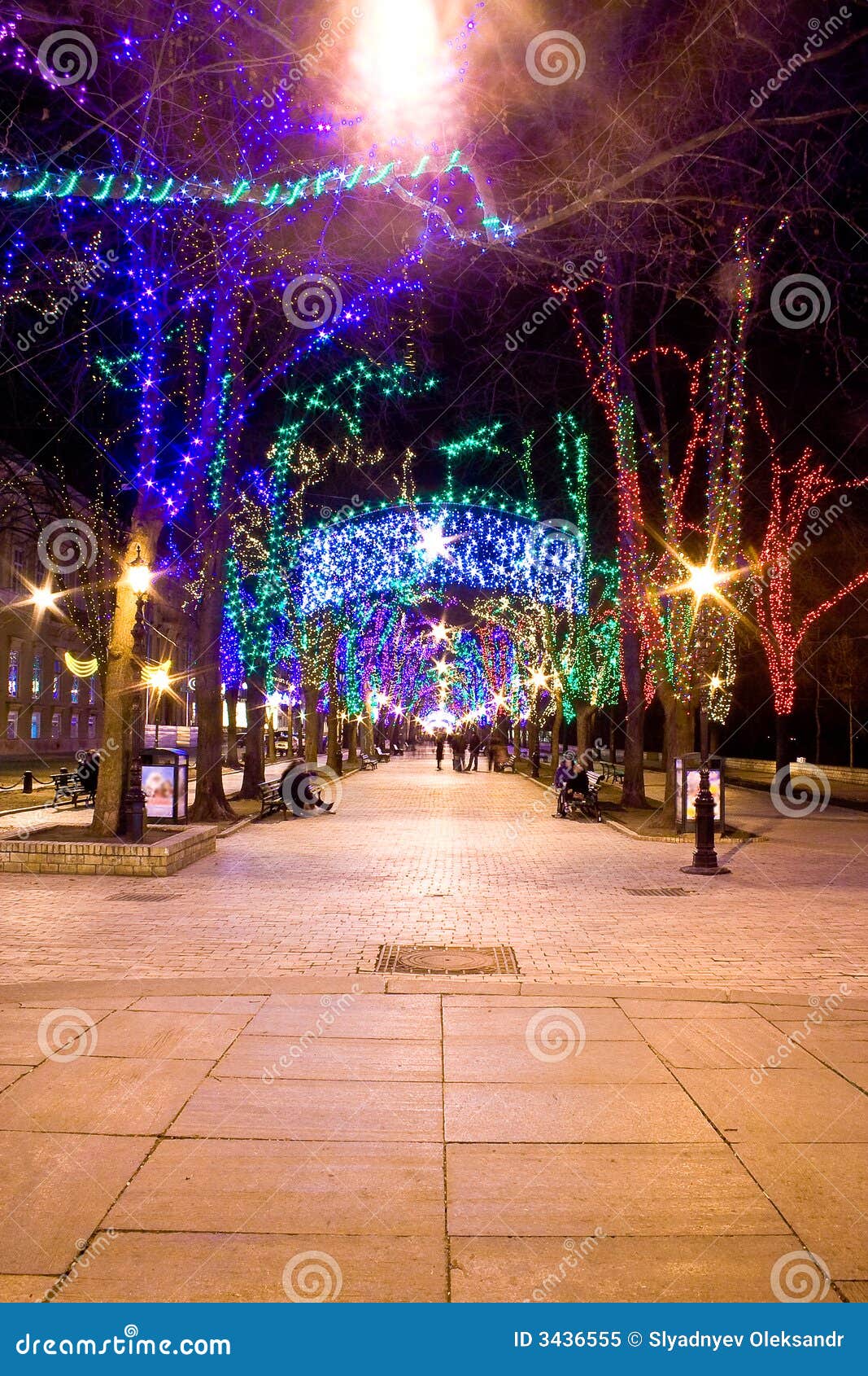 Bright street at night stock image. Image of coples, nice - 3436555