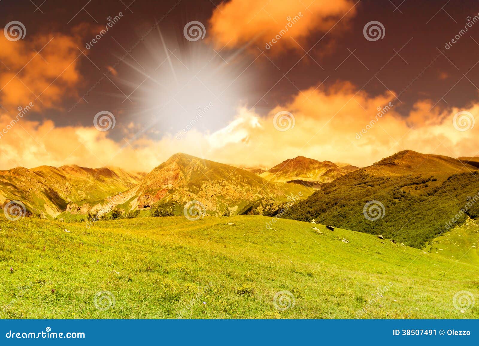 Bright Stunning Beautiful Sunset Stock Image - Image of hills, georgia ...