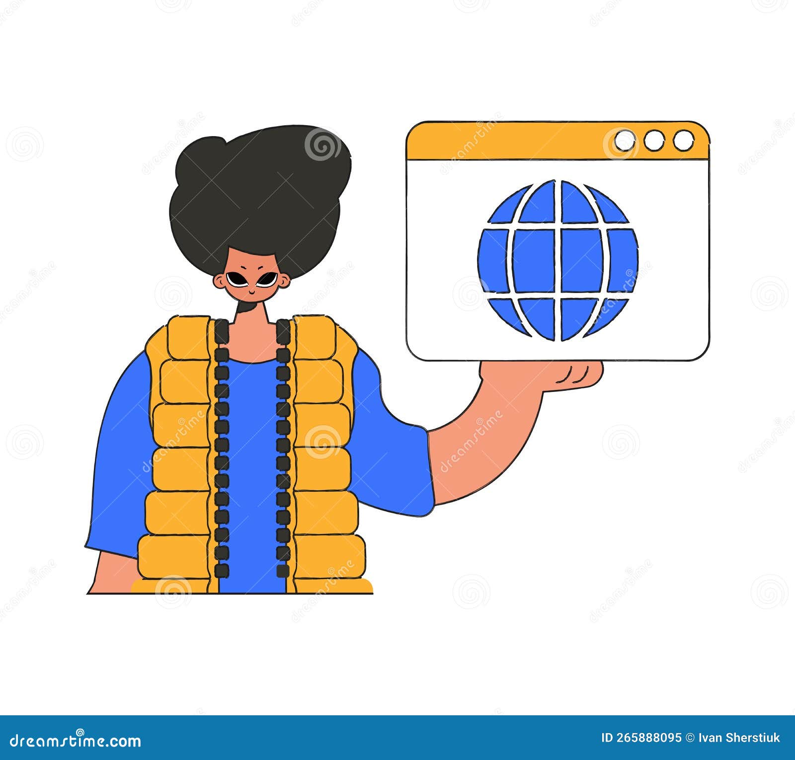 A Bright and Stylish Illustration of a Guy Using a Web Browser. Modern ...