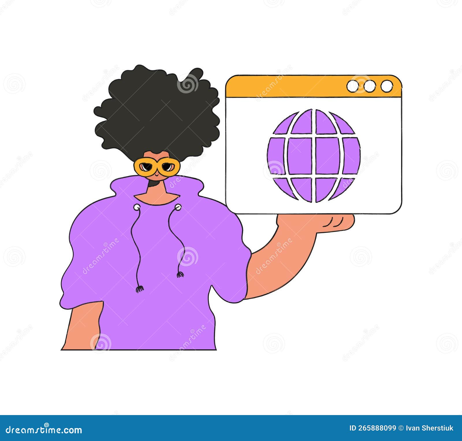 A Bright and Stylish Illustration of a Guy Using a Web Browser. Bright ...