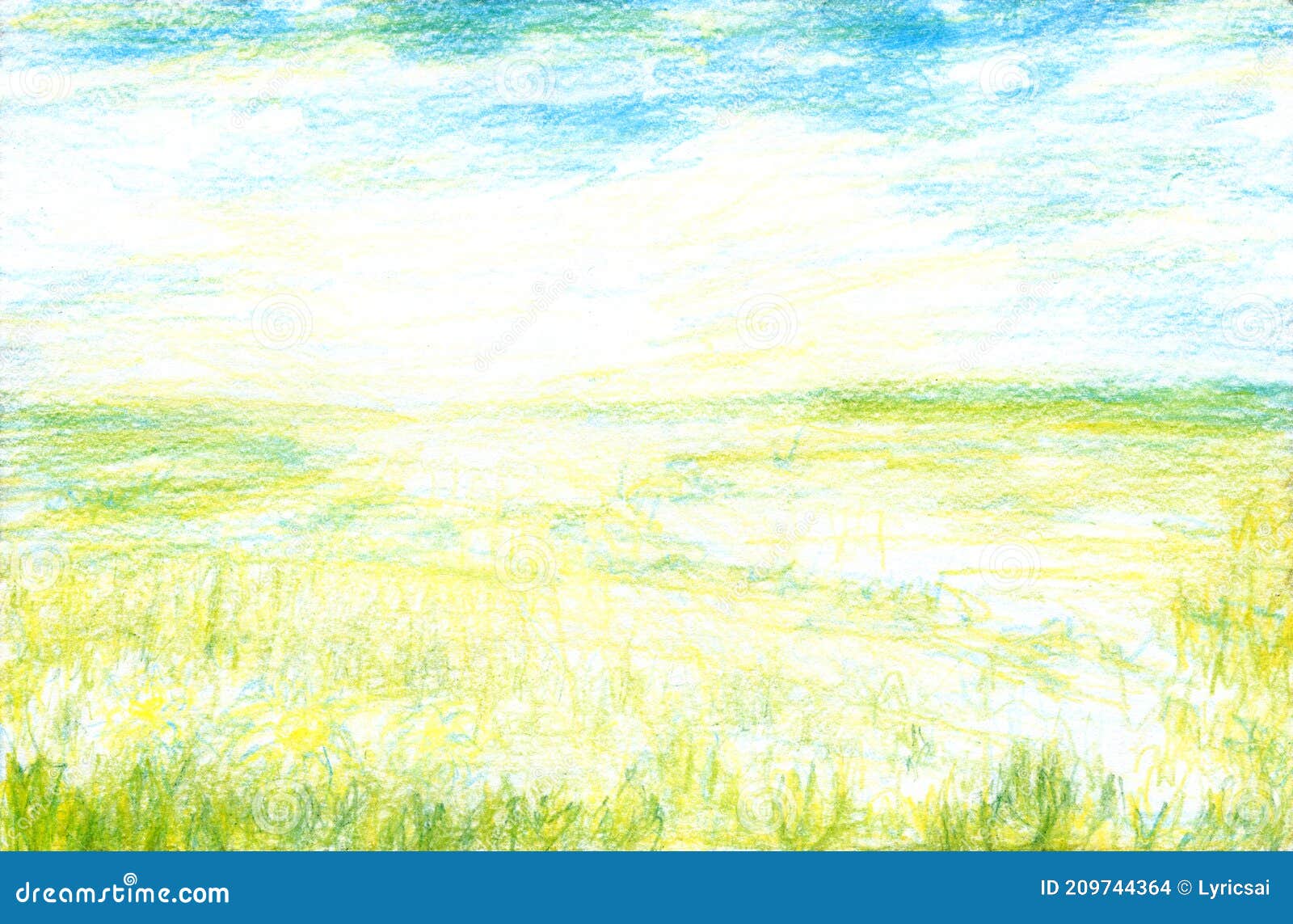 Bright Summer Day in the Field. Blue Sky with Clouds Stock Illustration ...