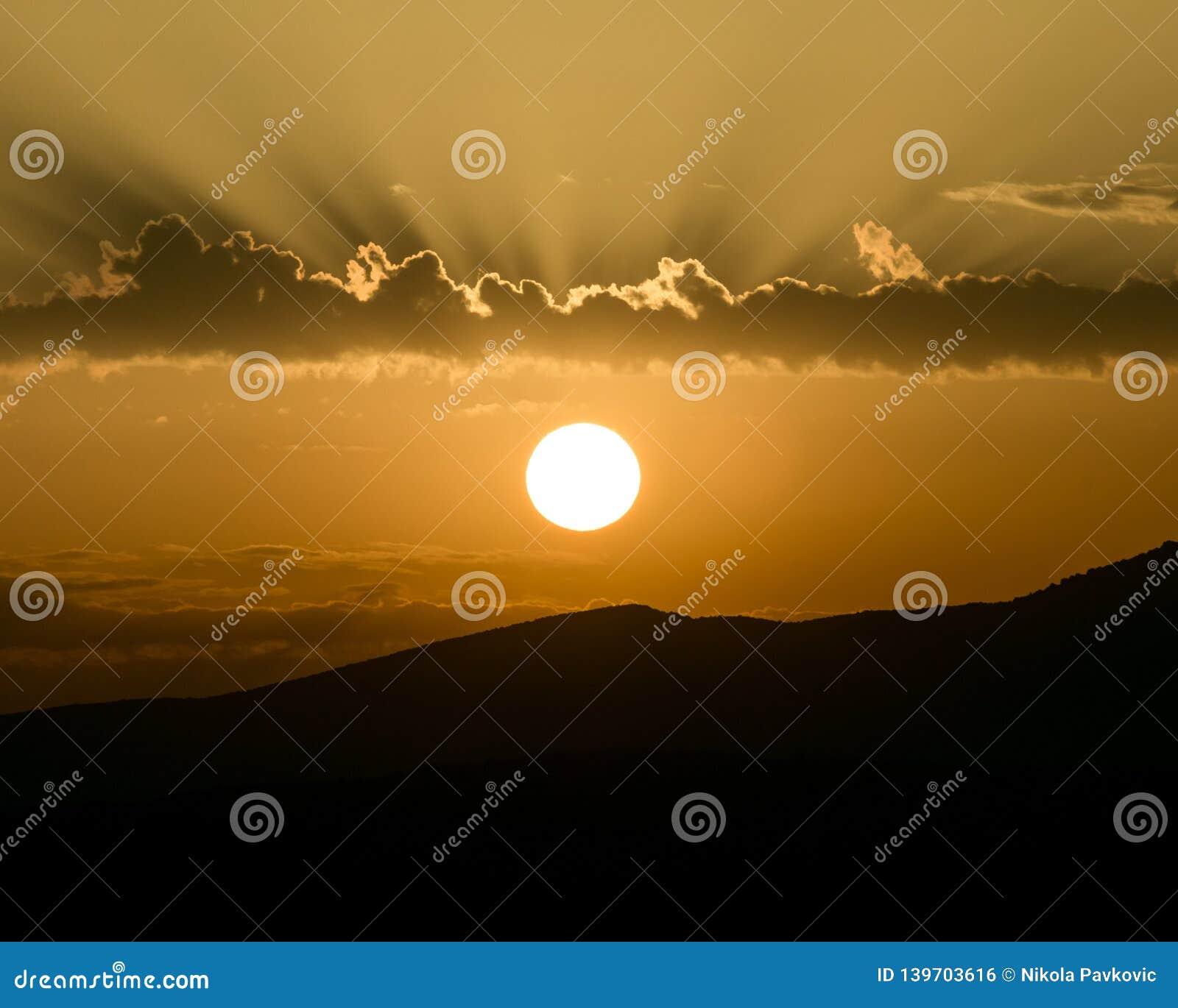 Bright Summer Sunrise and Dramatic Clouds Stock Photo - Image of gold ...