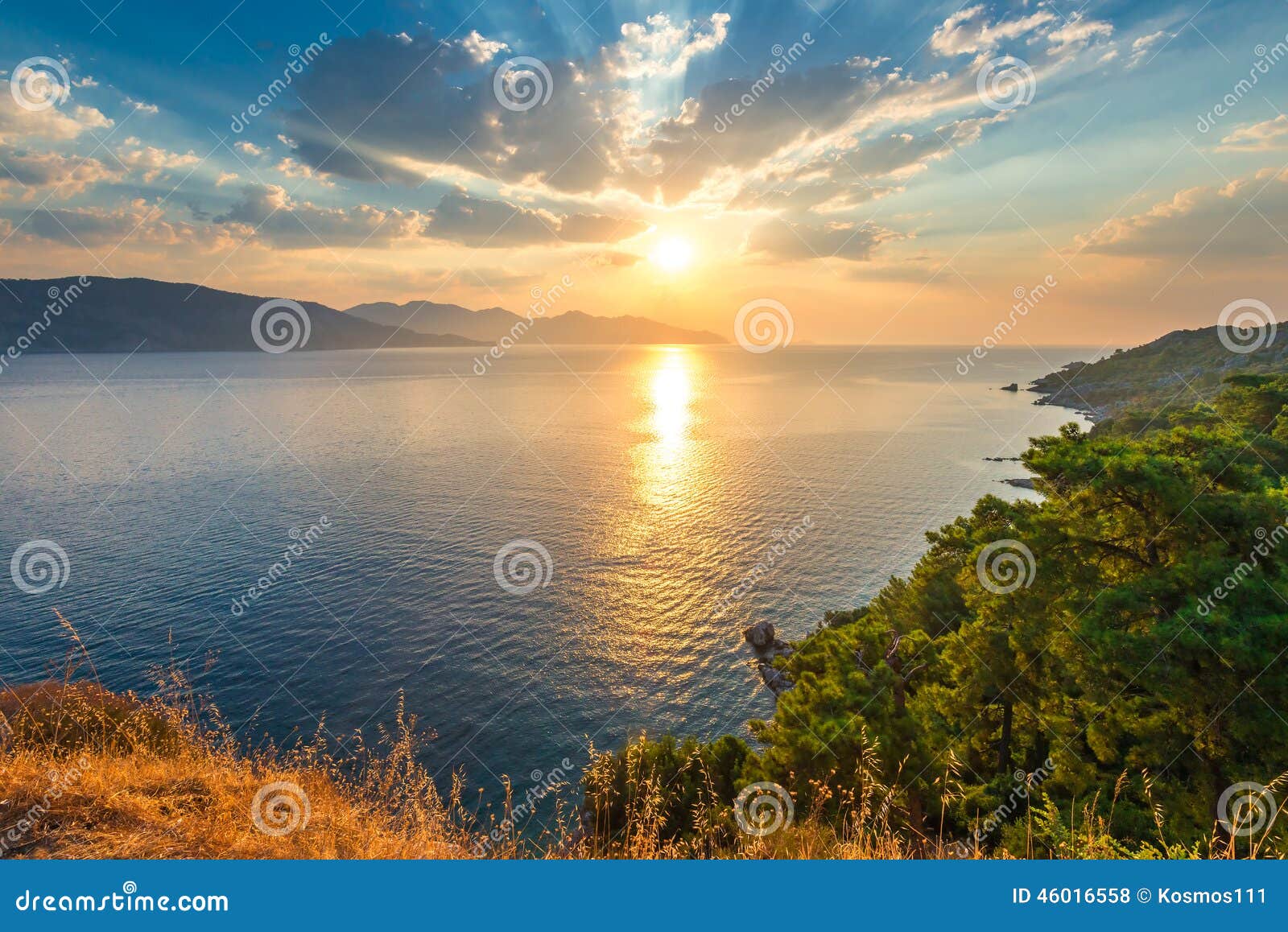 Bright sun above the sea stock photo. Image of orange - 46016558