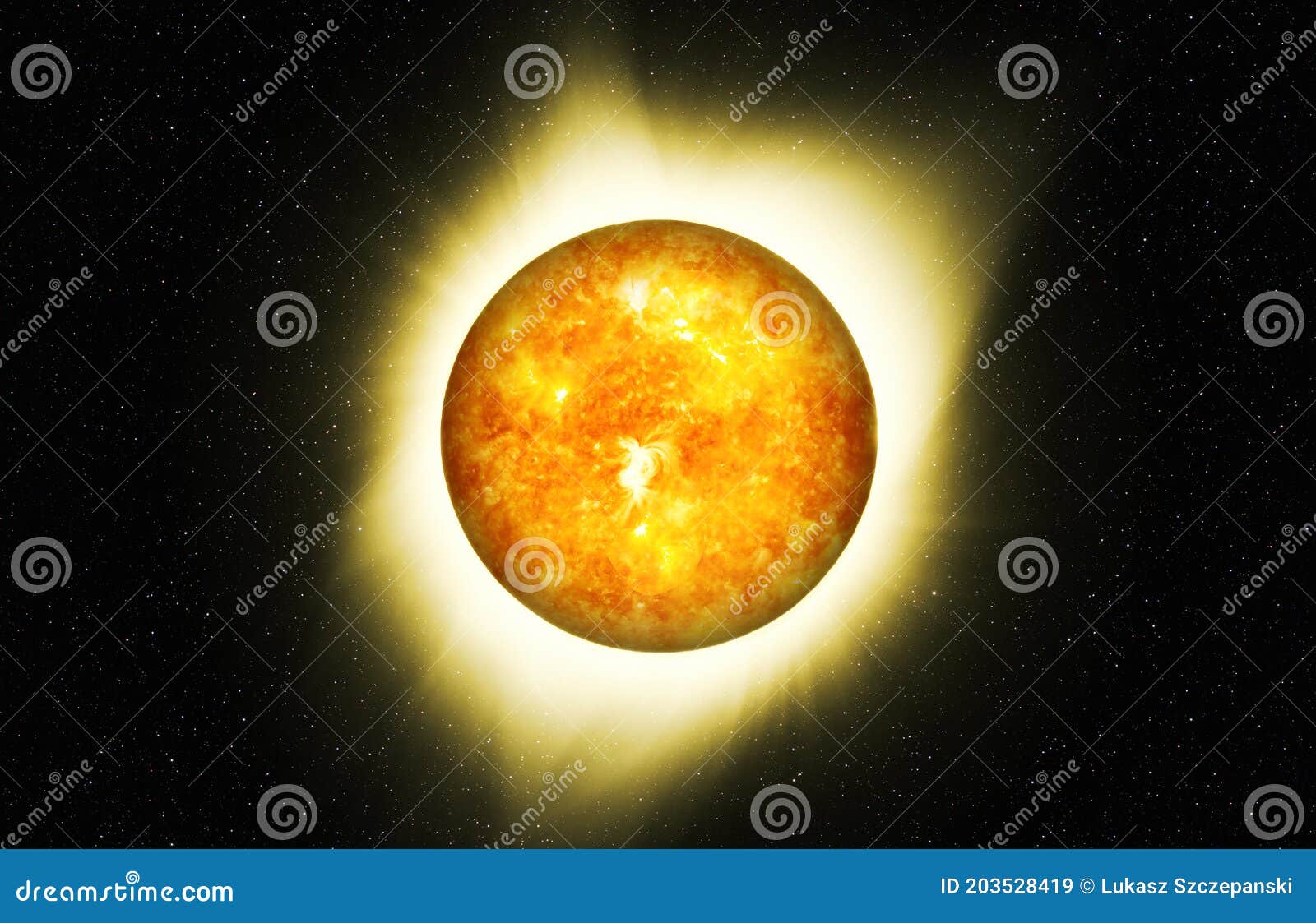 Bright Sun Against Dark Starry Sky in Solar System Stock Image - Image ...