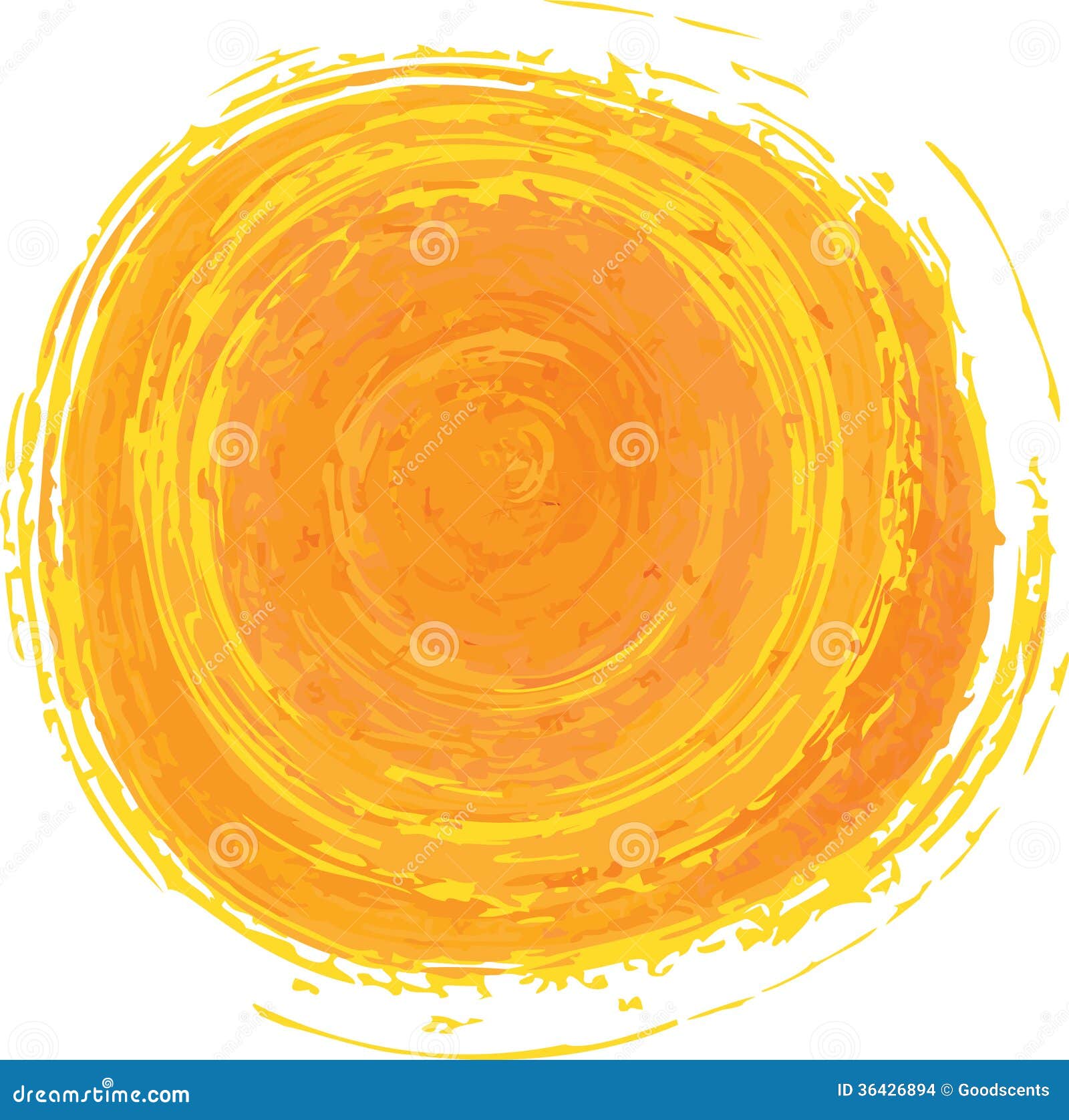 Yellow and Orange Hand Painted Sun Stock Illustration - Illustration of ...