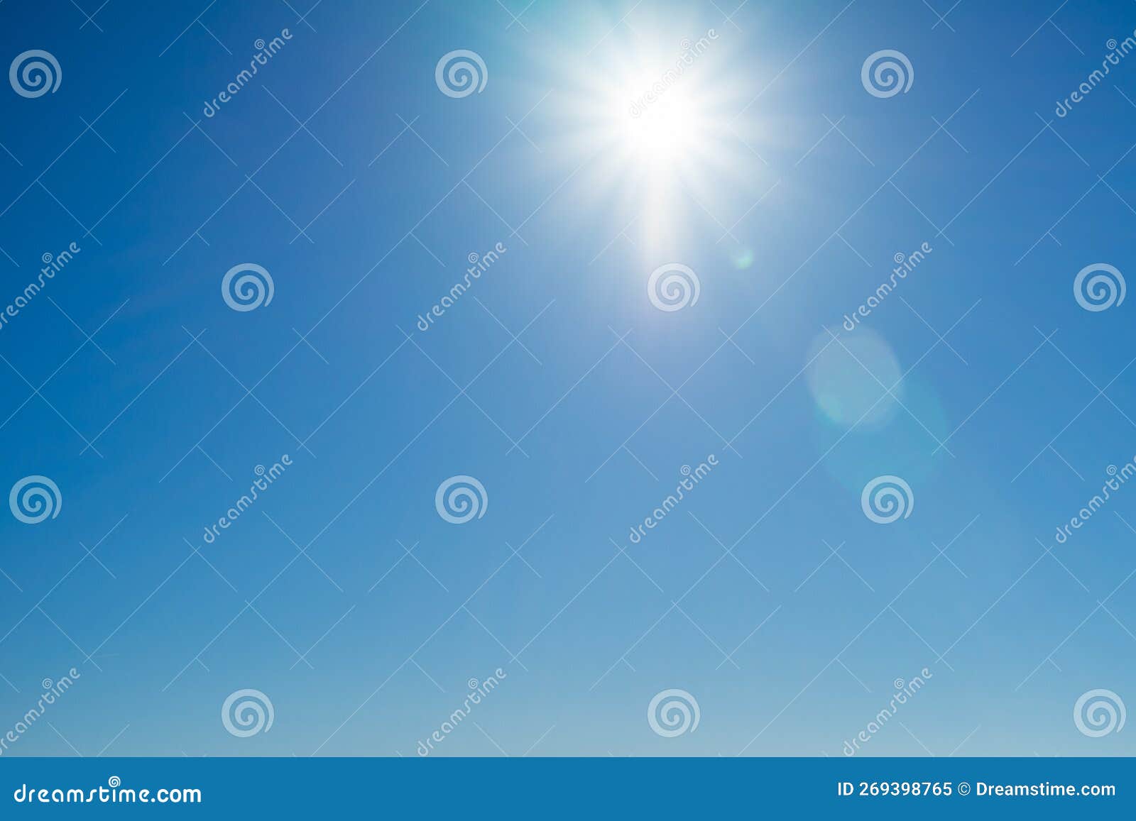 Bright Sun on Background of Clear Blue Sky Stock Image - Image of ...