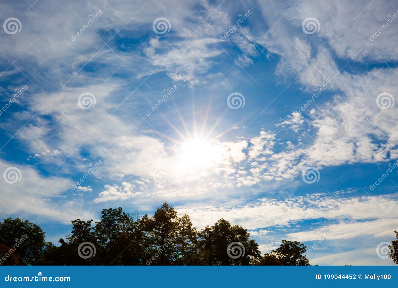 Bright Sun with Blue Sky, Autumn Stock Photo - Image of spring, heat ...