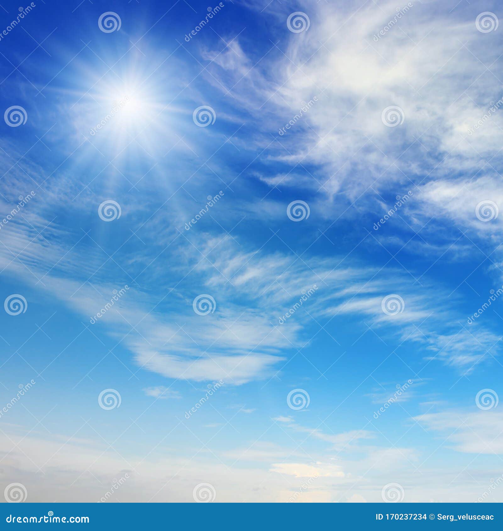Bright sun on blue sky stock photo. Image of landscape - 170237234