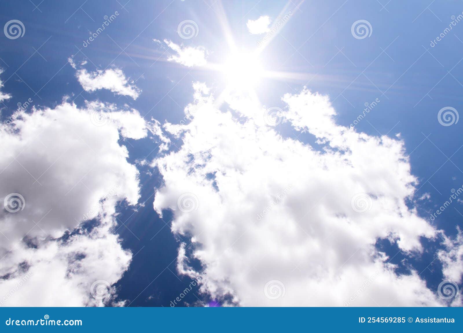 Bright Sun and Blue Sky with Clouds. Concept of Abnormal Heat Stock ...