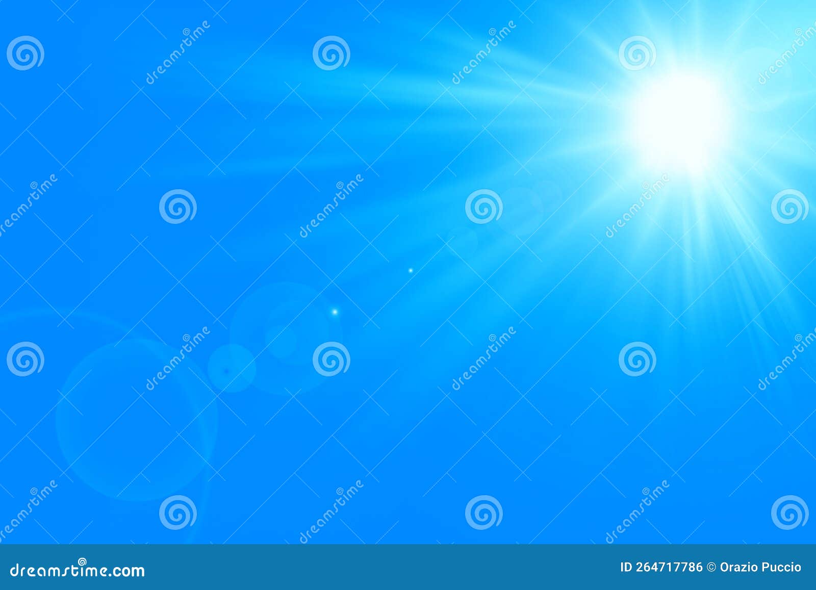 Bright Sun on Blue Sky. Bright Midday Sun on the Blue Sky Stock Photo ...