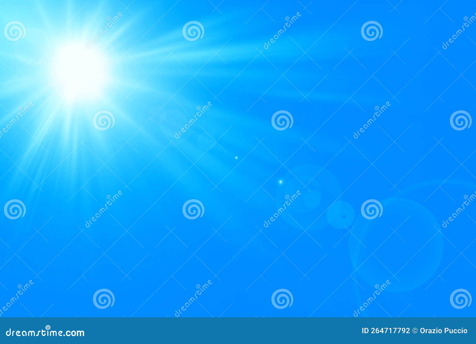 Bright Sun on Blue Sky. Bright Midday Sun on the Blue Sky Stock Photo ...