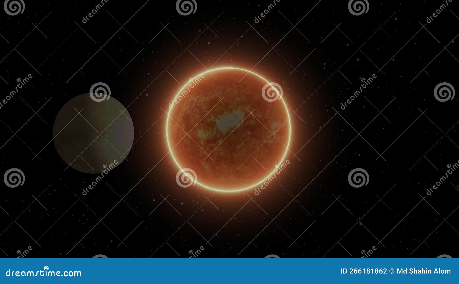 Bright Sun Dark Sky in Solar System on Black Background. Stock ...