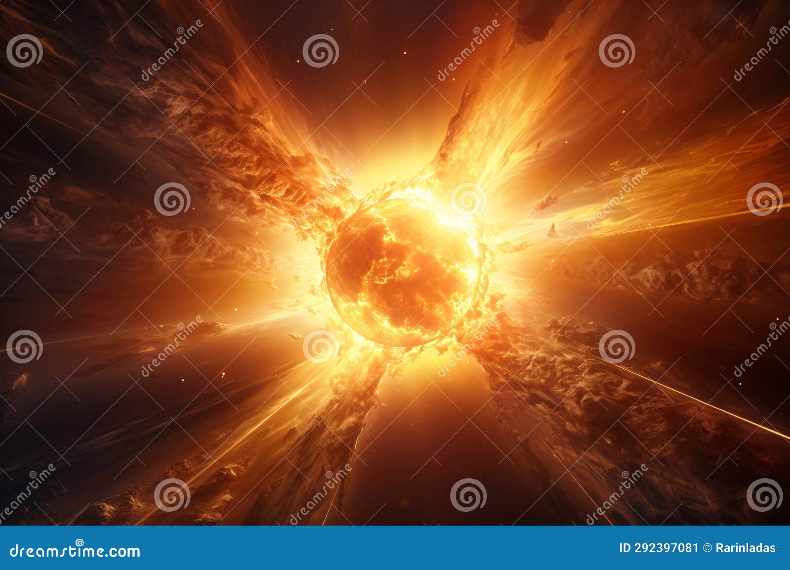 .Bright Sun Explosion in Space. Supernova Sci-Fi Concept Stock ...