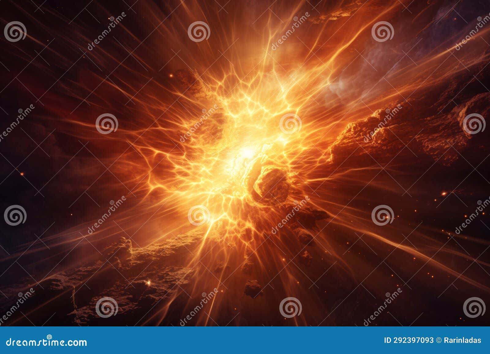 .Bright Sun Explosion in Space. Supernova Sci-Fi Concept Stock ...
