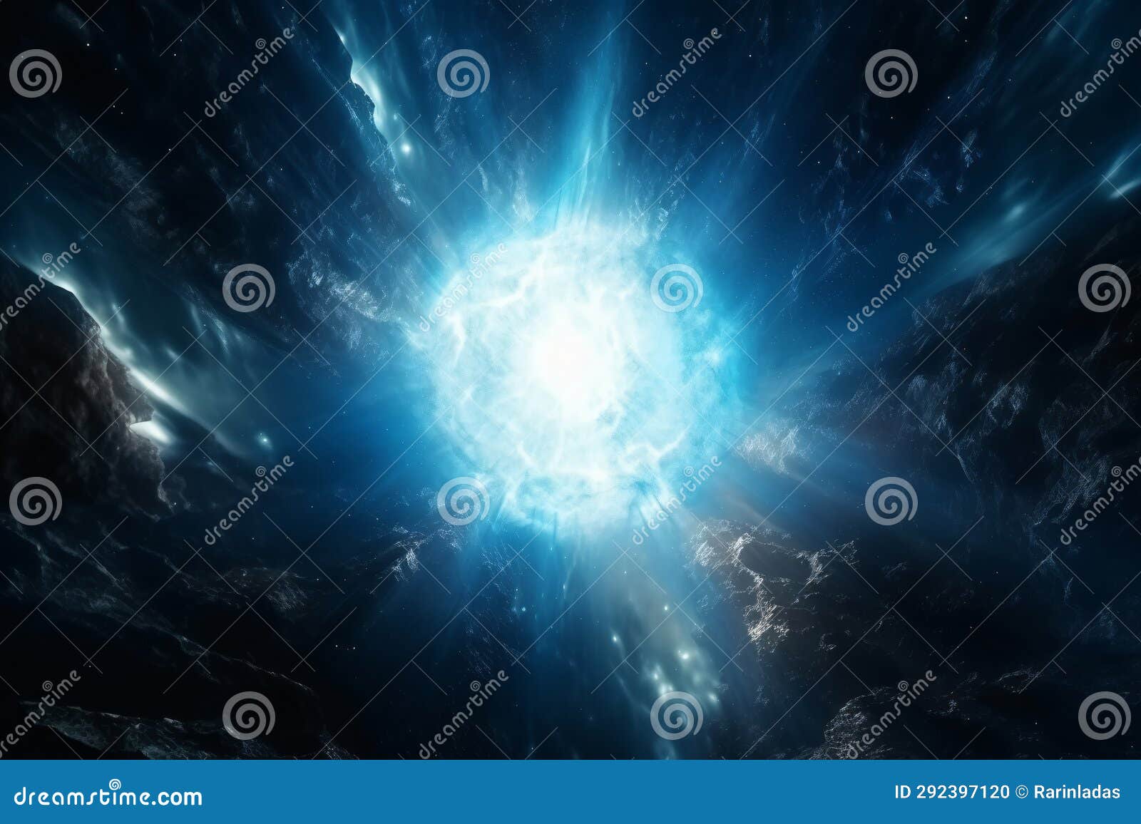 .Bright Sun Explosion in Space. Supernova Sci-Fi Concept Stock ...
