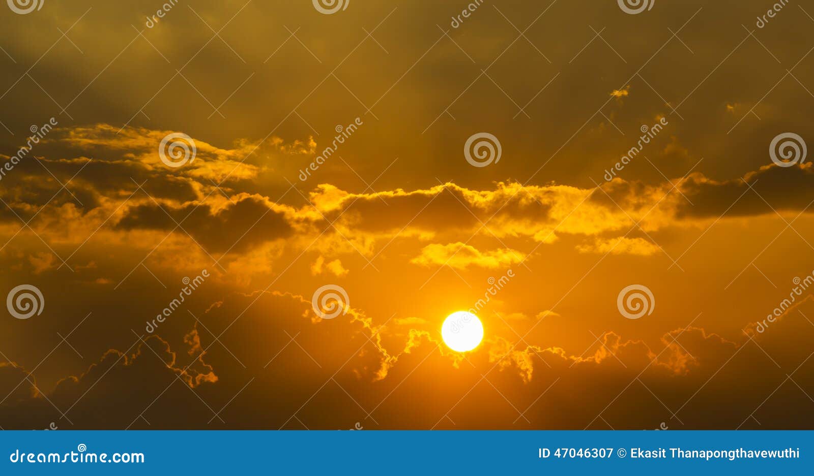 Bright Sun in an Orange Sky with Dark Clouds Stock Image - Image of ...