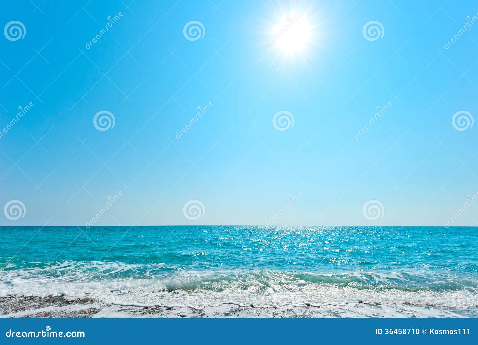 Bright sun over blue sea stock photo. Image of pacific - 36458710