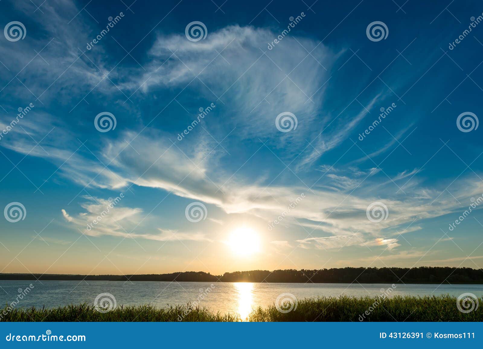 Bright sun over the lake stock image. Image of scenics - 43126391