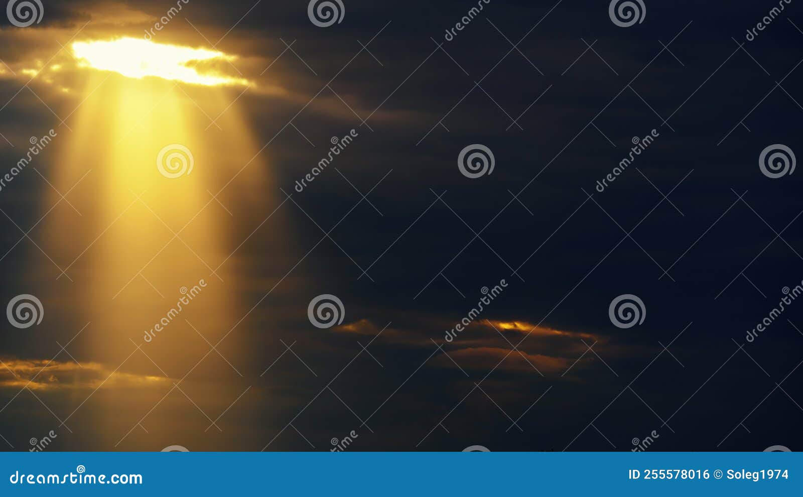 Bright Sun Ray through Dark Dramatic Sky with Storm Clouds, Extreme ...
