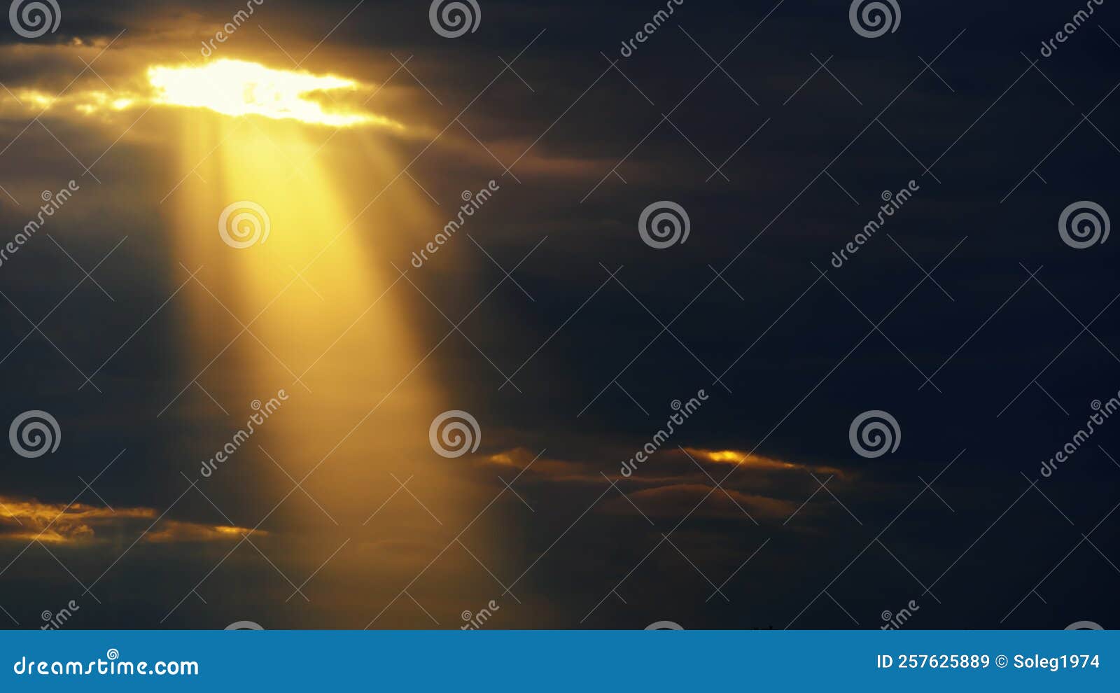 Bright Sun Ray through Dark Dramatic Sky with Storm Clouds, Extreme ...