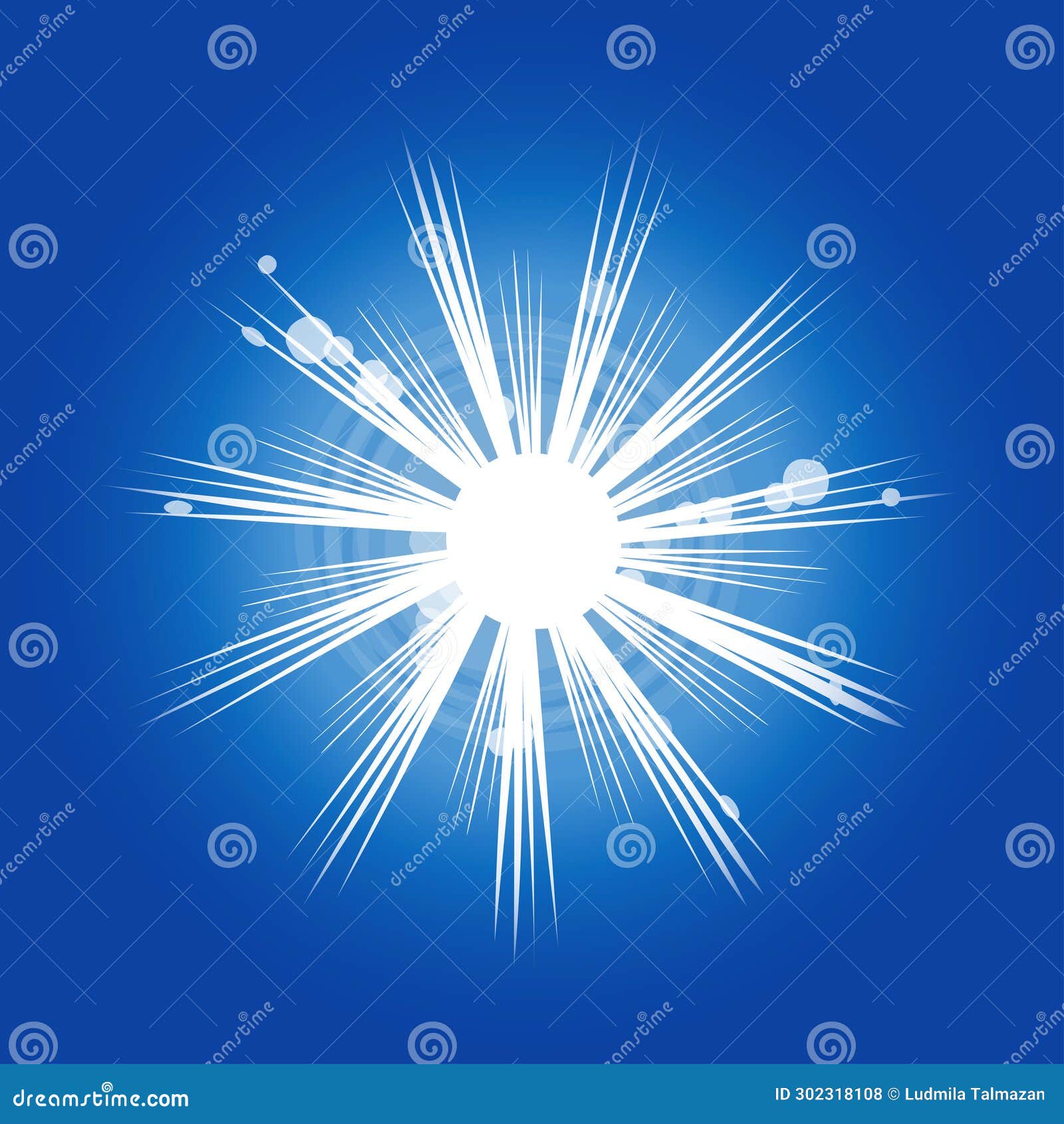 Bright Sun with Rays in a Clear Sky at Noon. Vector Stock Vector ...