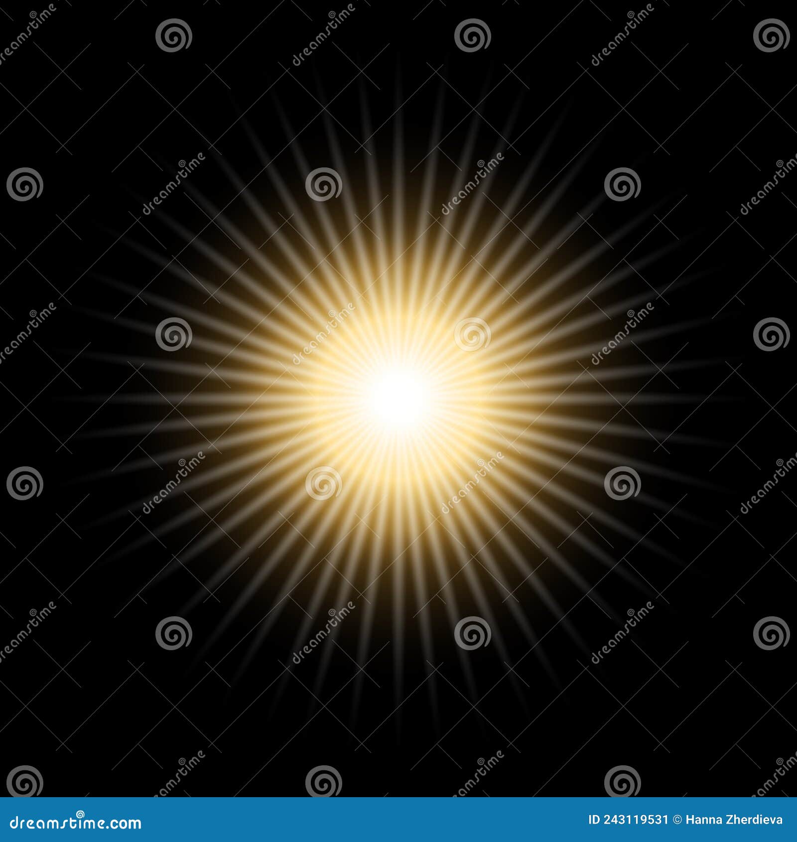 Bright Sun, Rays of Light, Shining Star Stock Illustration ...