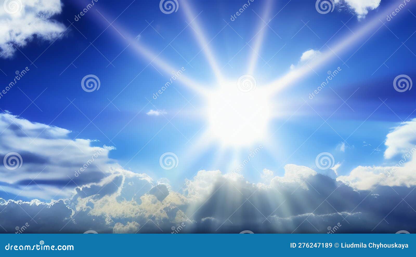 The Bright Sun is Shining in the Blue Sky. Bright Sunlight. Bright Sun ...