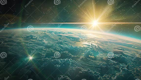A Bright Sun is Shining Over the Earth Stock Image - Image of ...